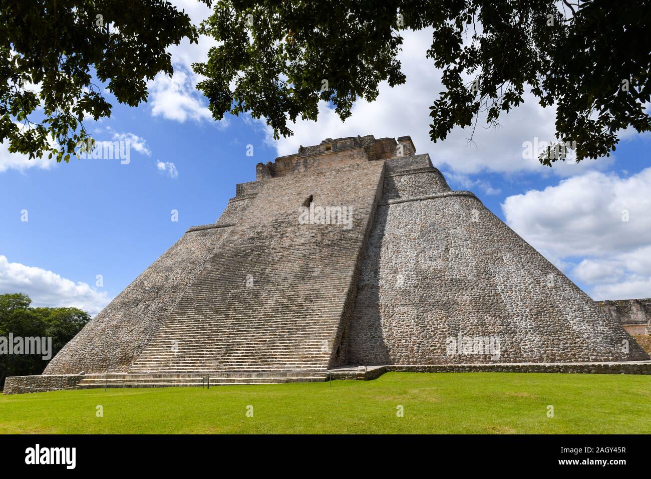 Pyramid of the Magician in Uxmal, an ancient Maya city of the classical ...