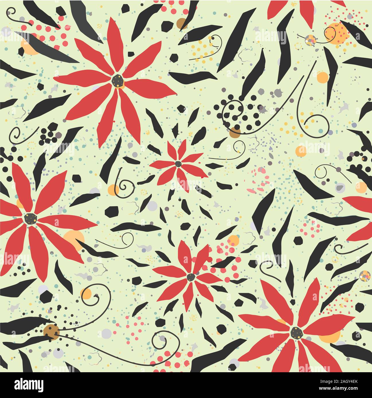 Prints Hand drawn floral pattern wall art Floral pattern art print ...