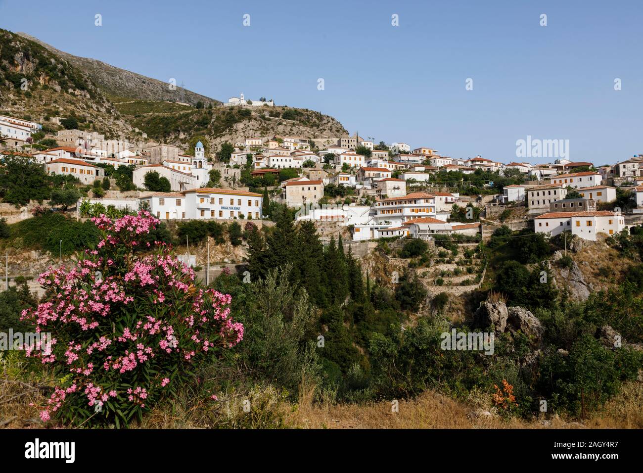 Dhermi, Albania, July 9 2019: Traditional mountain village above the ...
