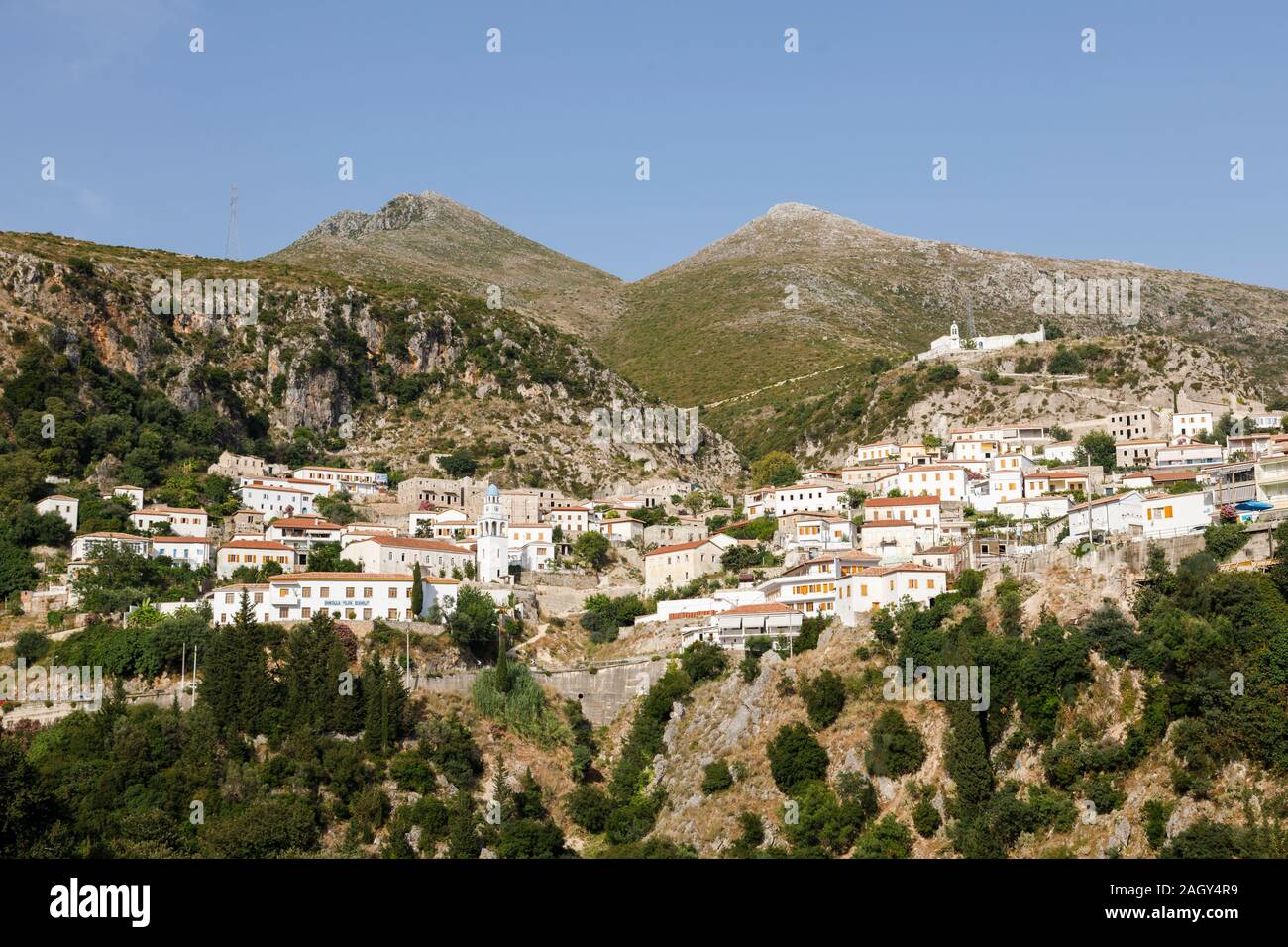 Dhermi, Albania, July 9 2019: Traditional mountain village above the ...