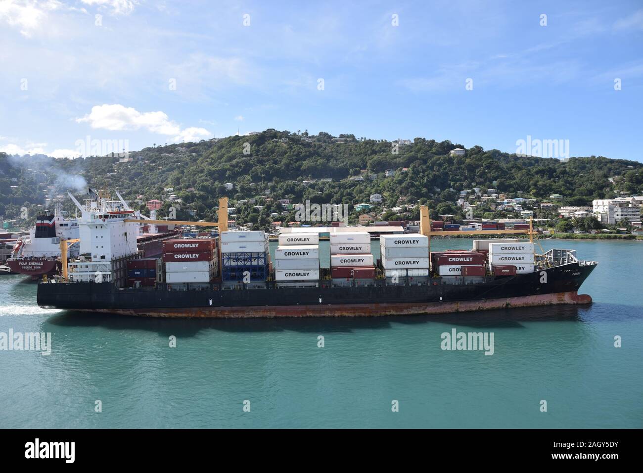Container ship Fouma leaving Castries, St. Lucia, Windward Islands ...