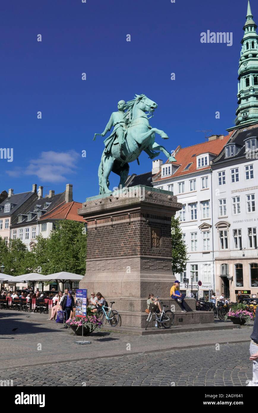 Statue of Absalon on horseback in Hojbro Plads Square, Copenhagen ...