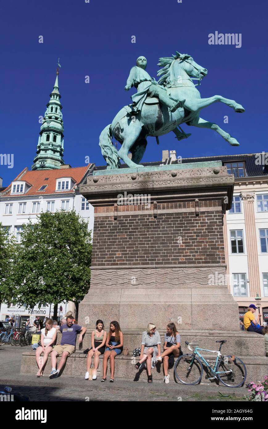 Statue of Absalon on horseback in Hojbro Plads Square, Copenhagen ...