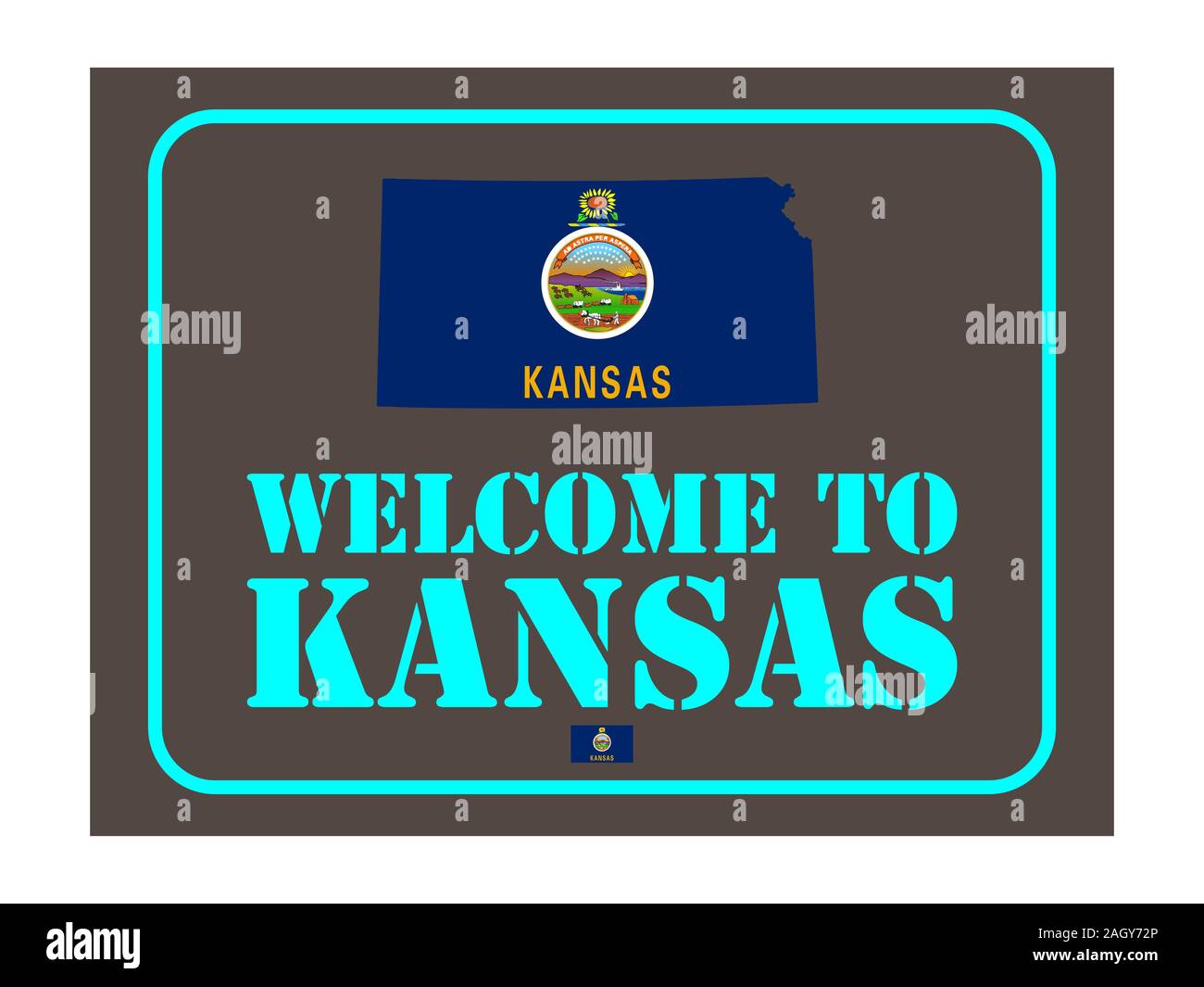 Welcome to Kansas sign with flag map Vector illustration Eps 10 Stock ...