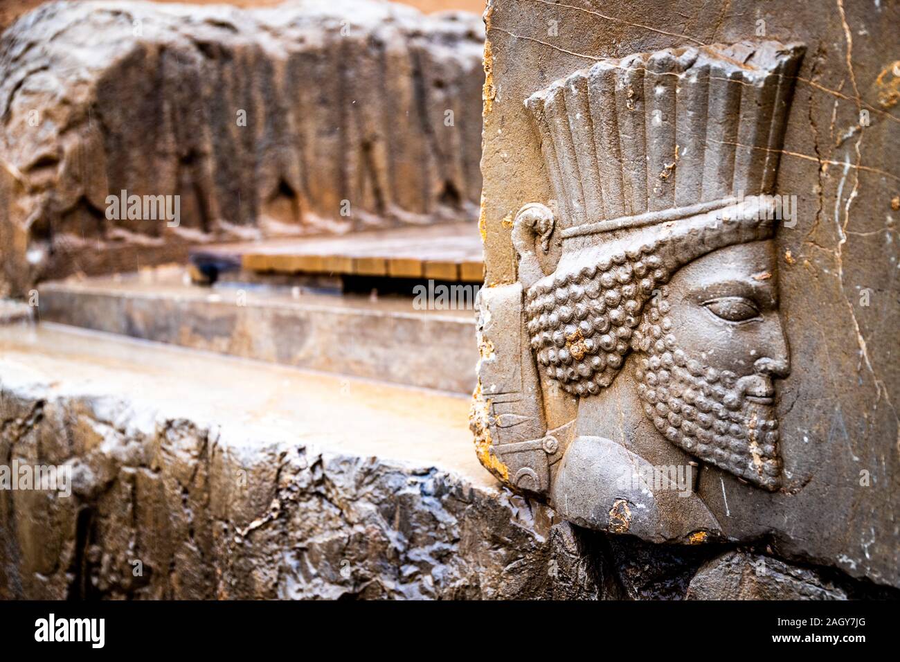 Persepolis historic site in Iran close Shiraz and tombs of Xerxes Stock ...