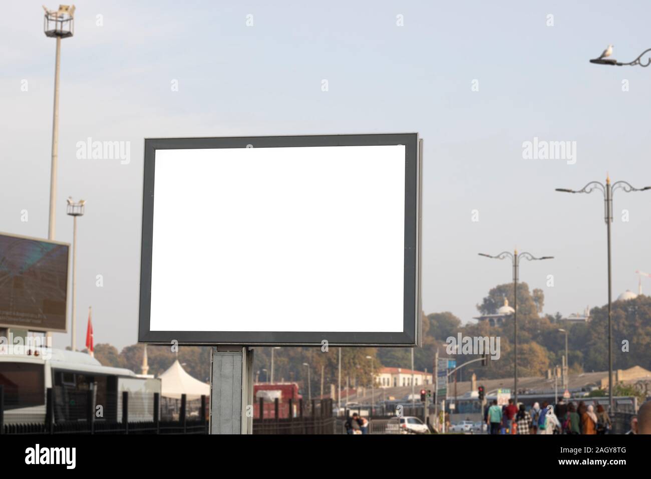 Close-up advertising sign. In white background. Photographed on a ...
