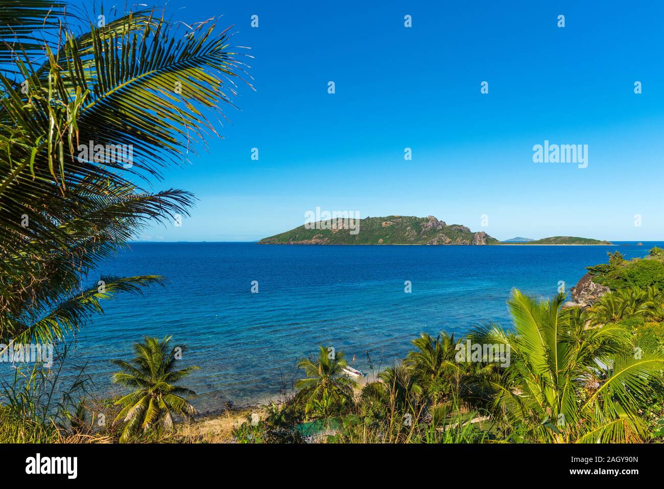 Tropical landscape of the island, Fiji. Copy space for text Stock Photo ...