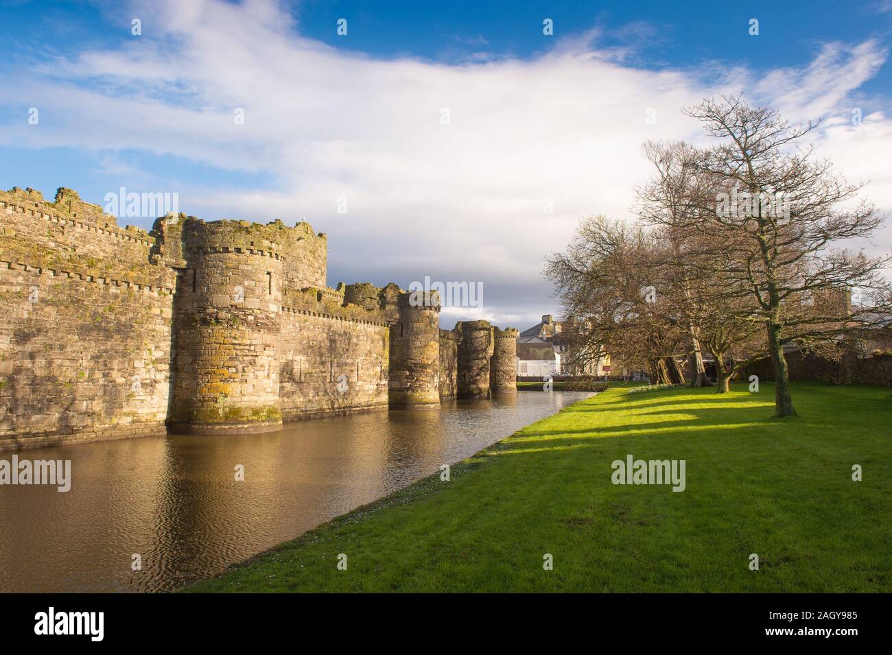 Beaumaris Castle in Beaumaris, Anglesey, Wales, was built as part of ...