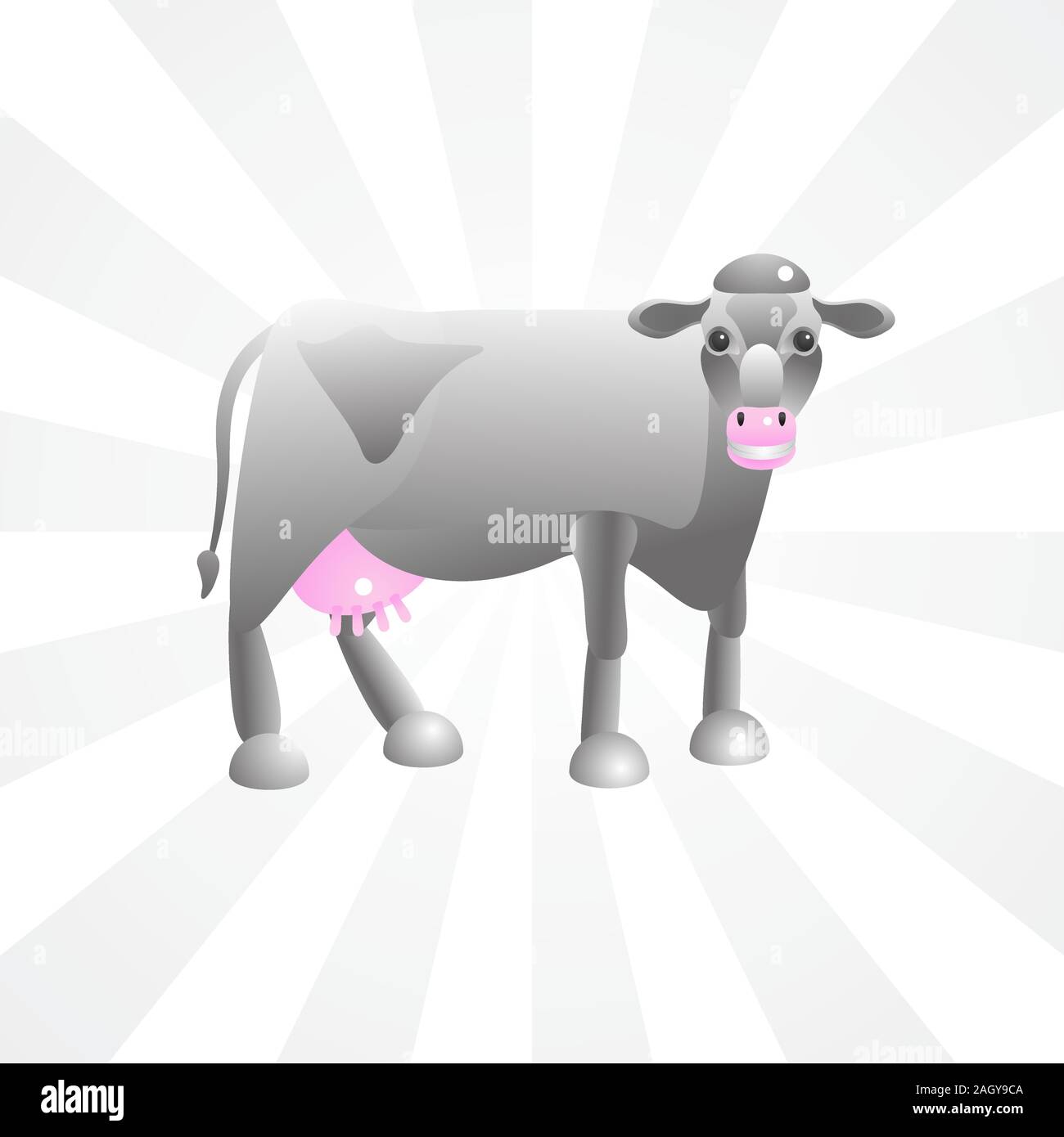 Cartoon cow isolated on a stylized background. Vector image Stock ...