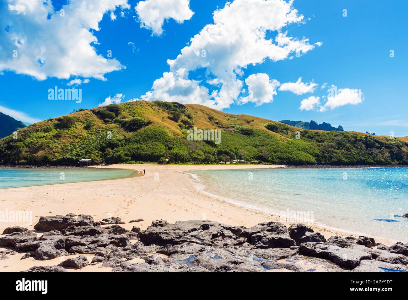 View of the sandy beach of the island, Fiji Stock Photo - Alamy