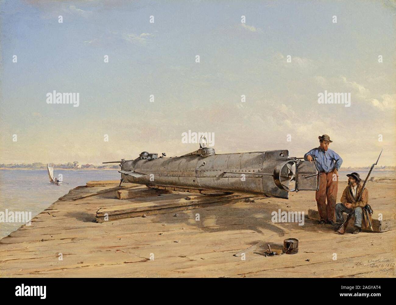 Submarine Torpedo Boat H.L. Hunley by Conrad Wise Chapman, 1863. H. L ...