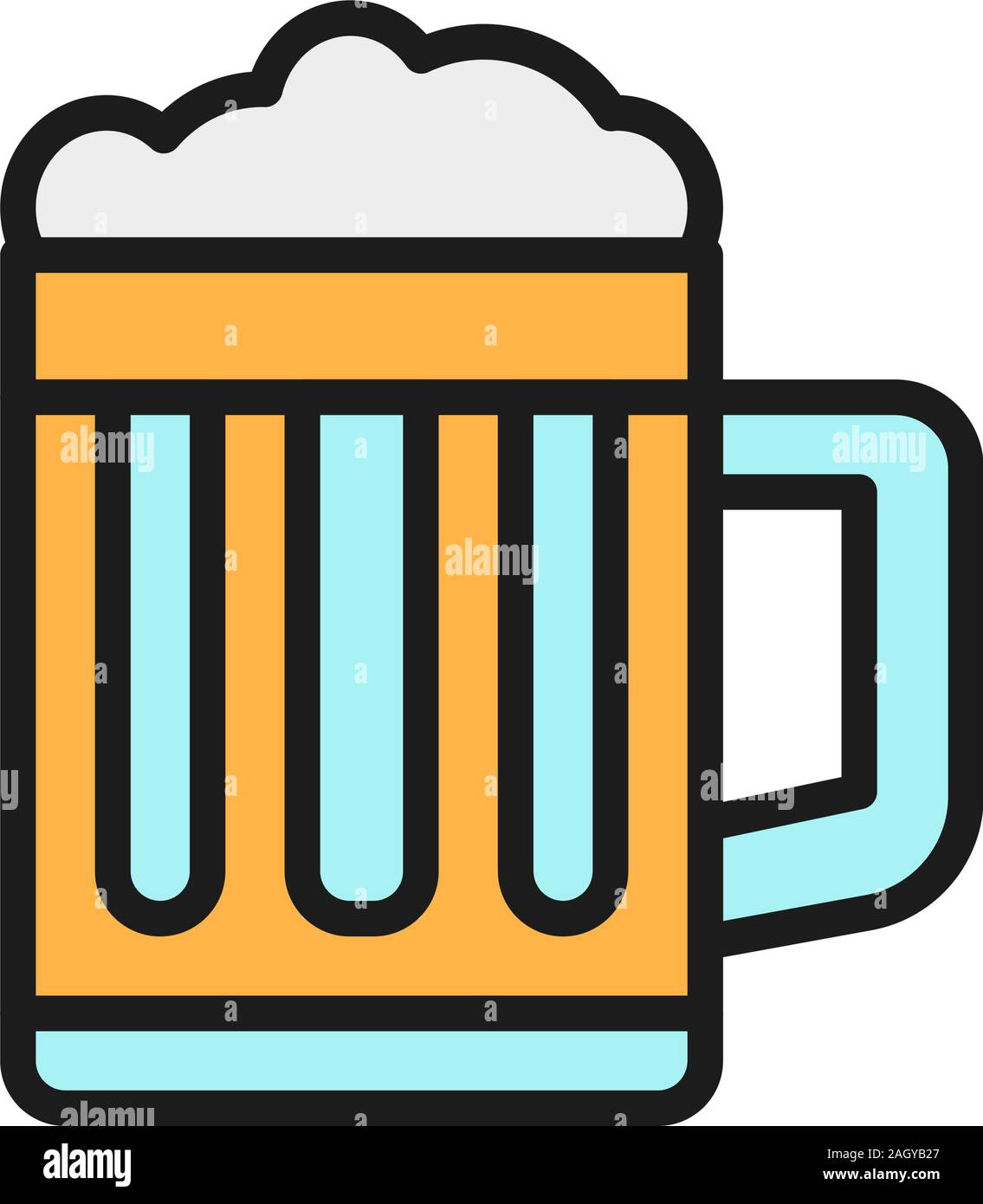Mug of beer, pint glass flat color line icon Stock Vector Image & Art ...
