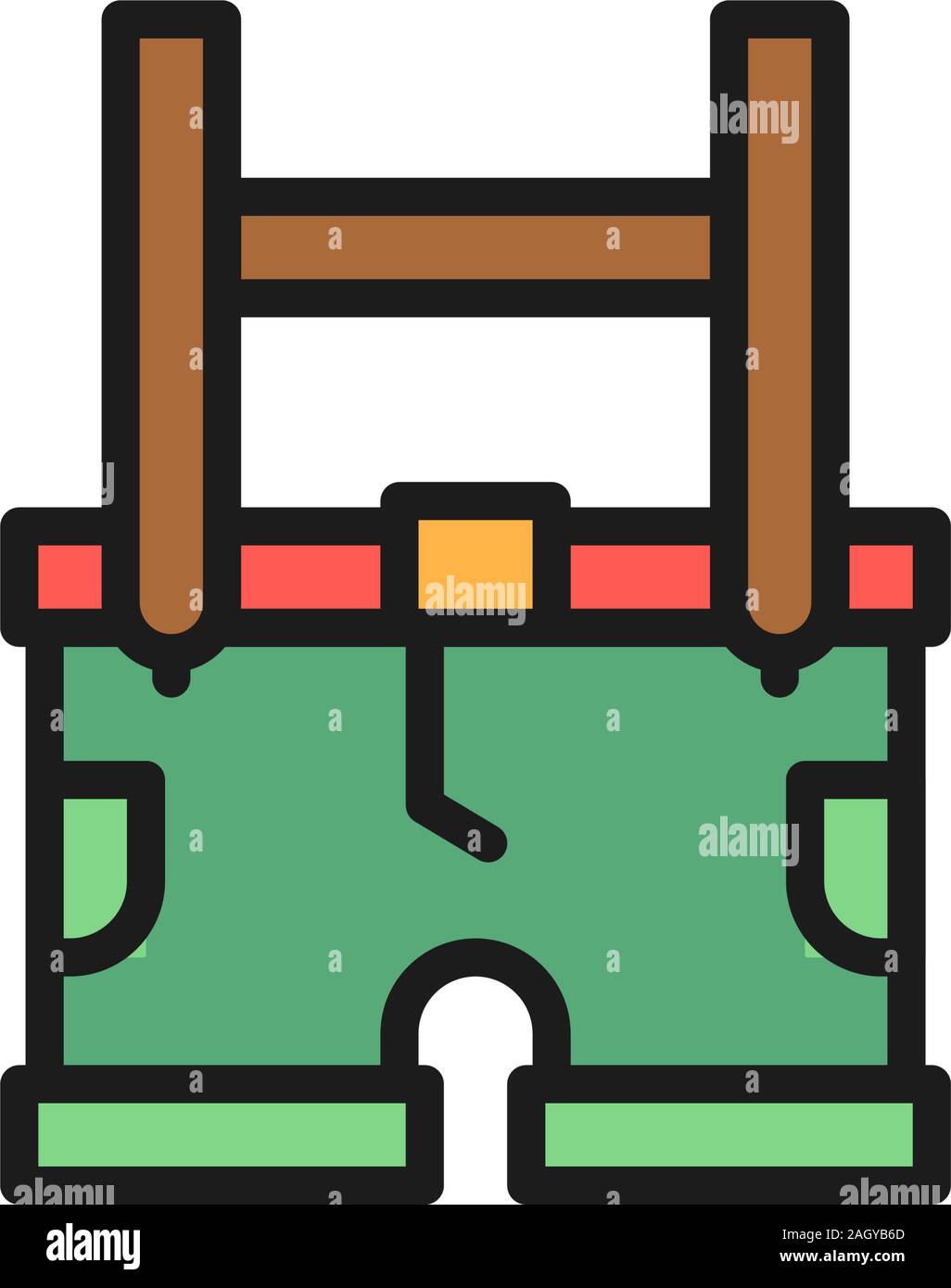 Traditional german national clothing, men costume flat color line icon ...