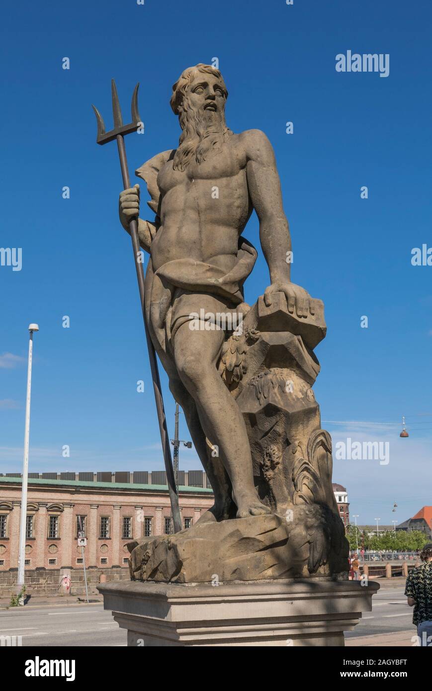 The statue of Neptune outside the Stock Exchange, Copenhagen, Denmark ...