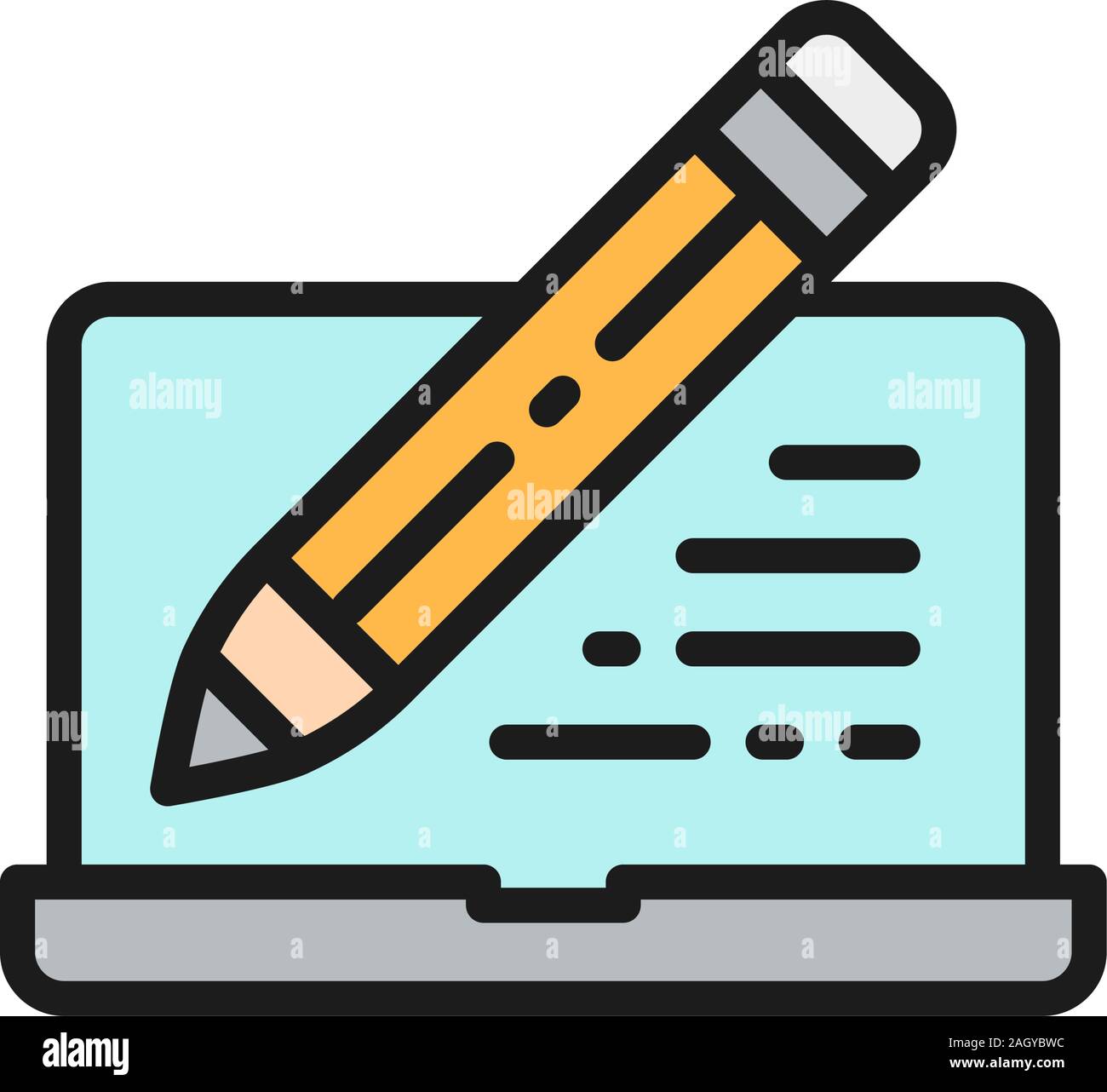 Writing in notebook laptop Stock Vector Images - Alamy