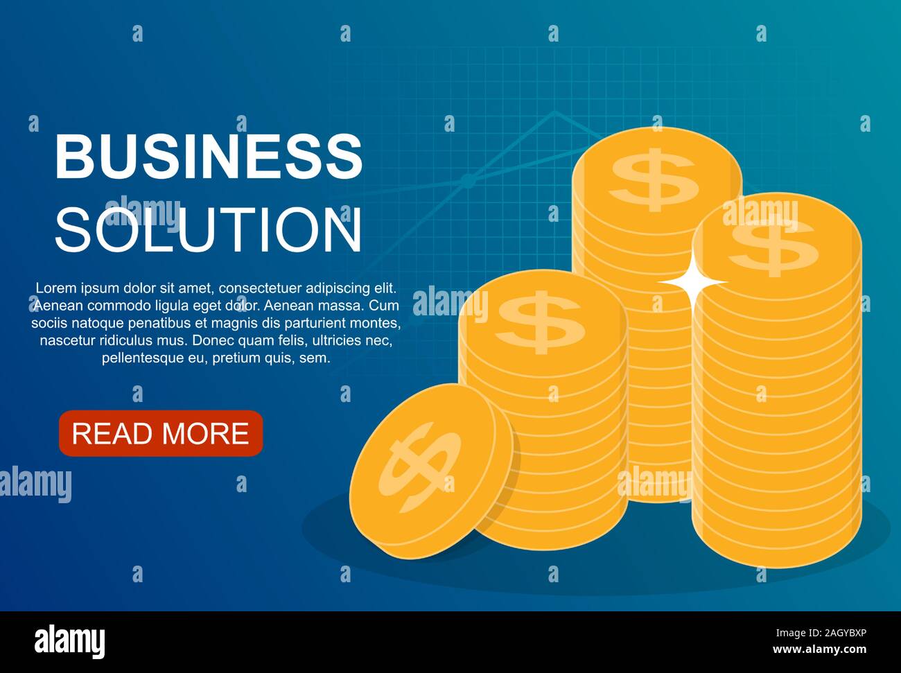 Business Solution Poster Template with Money. Vector Illustration Stock ...