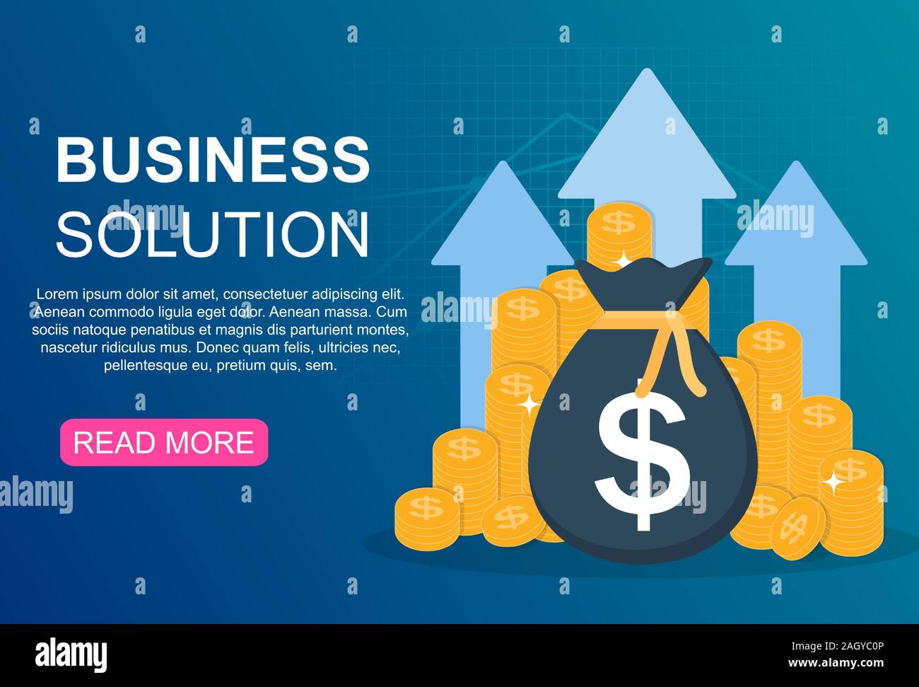 Business Solution Poster Template with Money. Vector Illustration Stock ...