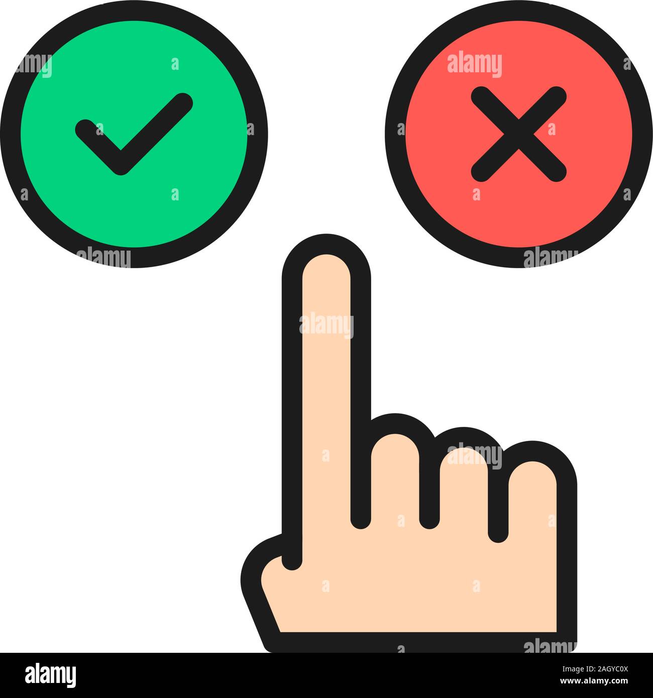 People choice yes and no buttons, positive, negative flat color line ...