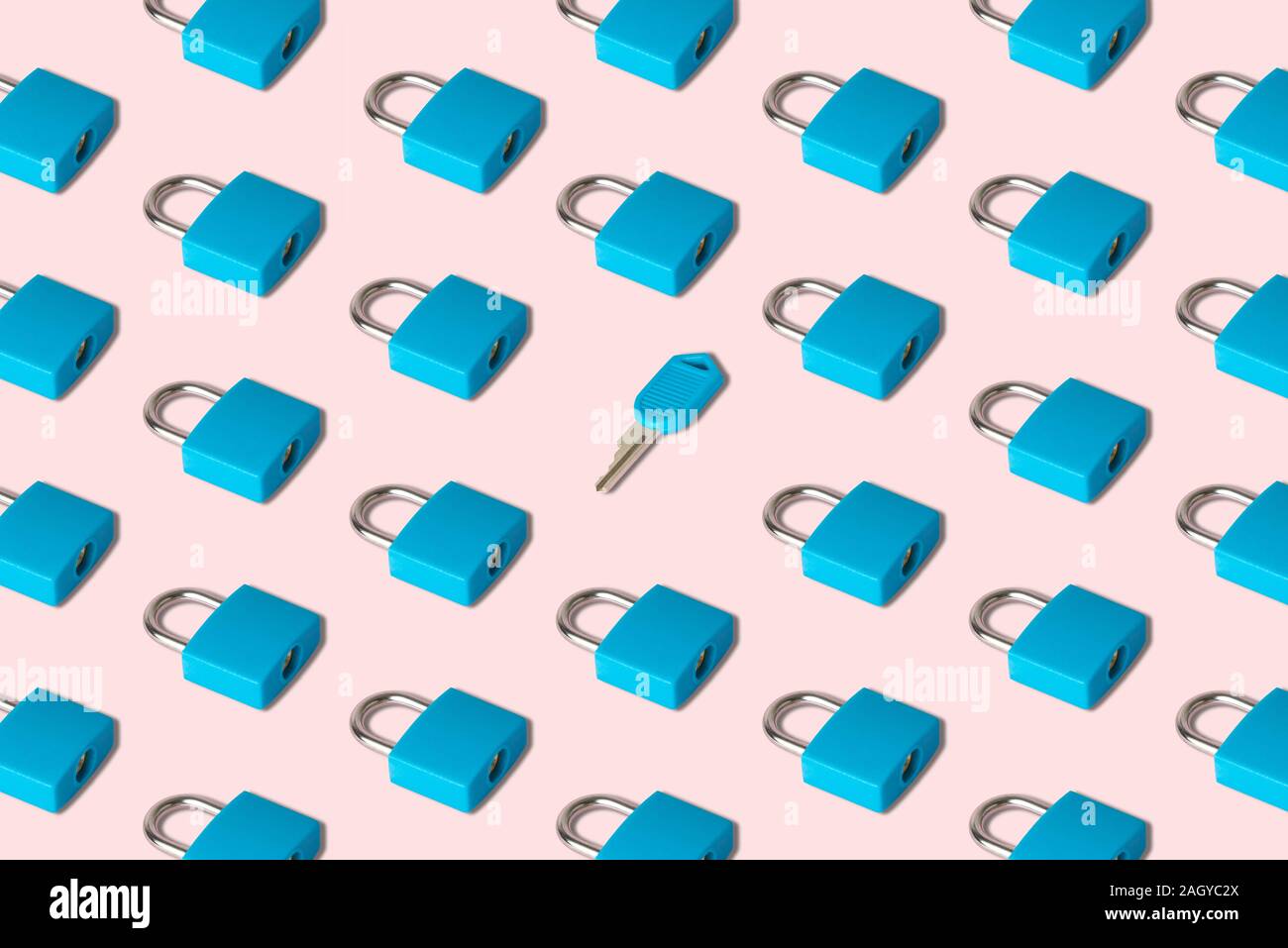 Seamless blue padlock pattern with key minimal creative concept Stock ...