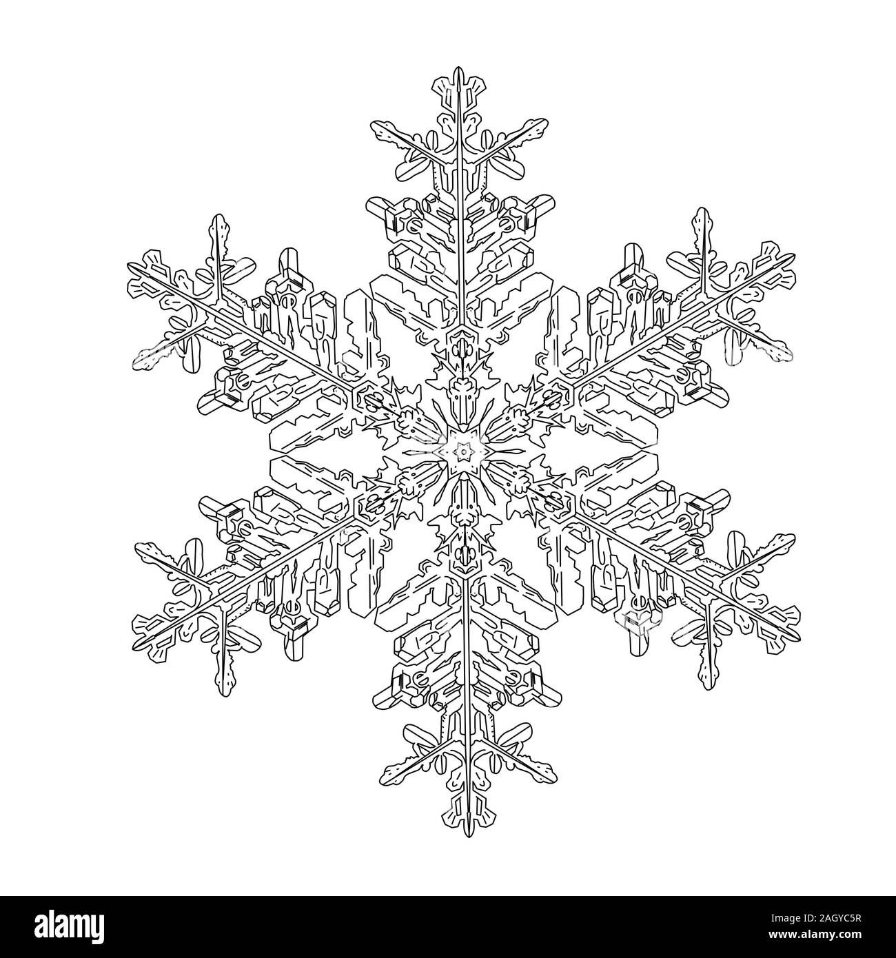 One snowflake on a white background, illustration Stock Photo - Alamy