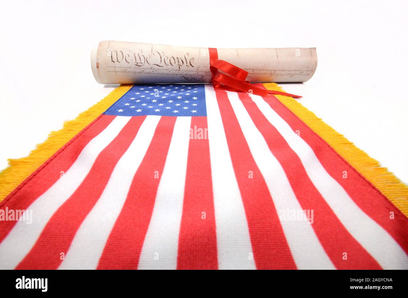 Usa Constitution, Declaration of independence on white background Stock ...