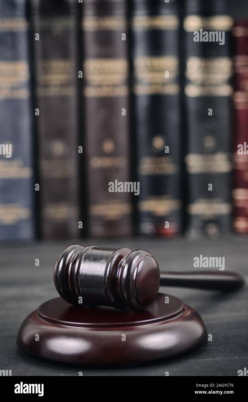 Law and Justice, Legality concept, Judge Gavel on a black wooden ...