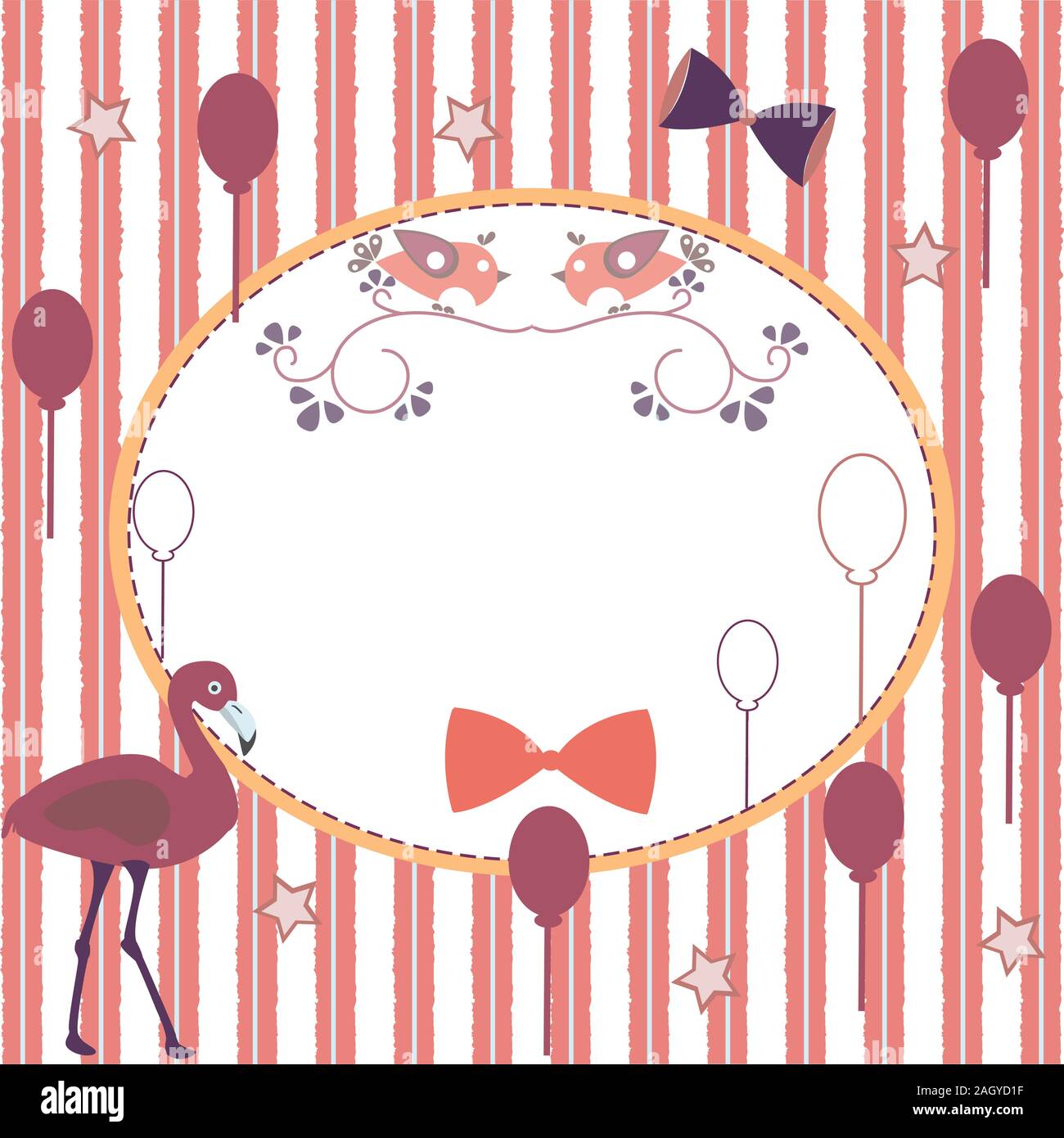 Baby Shower Invitation Card Design with flamingo, festive balloons ...
