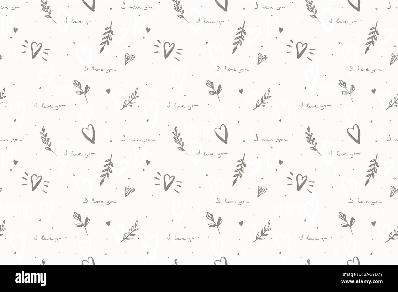 i love you seamless pattern. Handwritten love message texture. Romentic ...