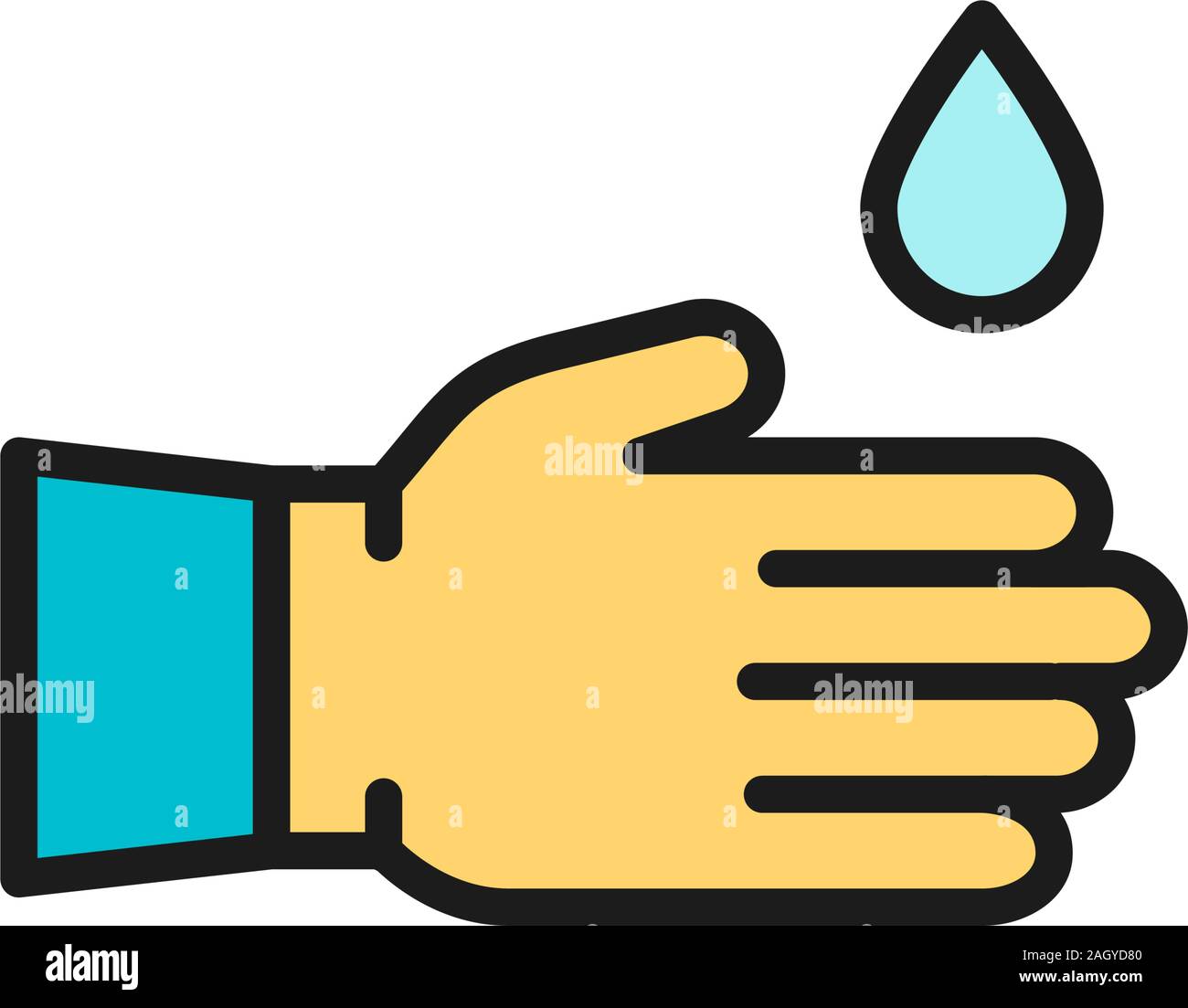 Rubber gloves, cleaning flat color line icon. Isolated on white ...