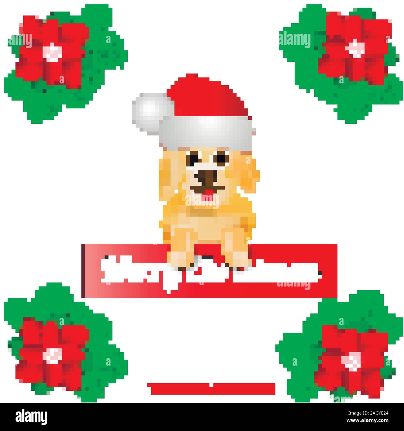 Bright Illustration with dog in hat santa claus. Dog Santa Claus. Nice ...