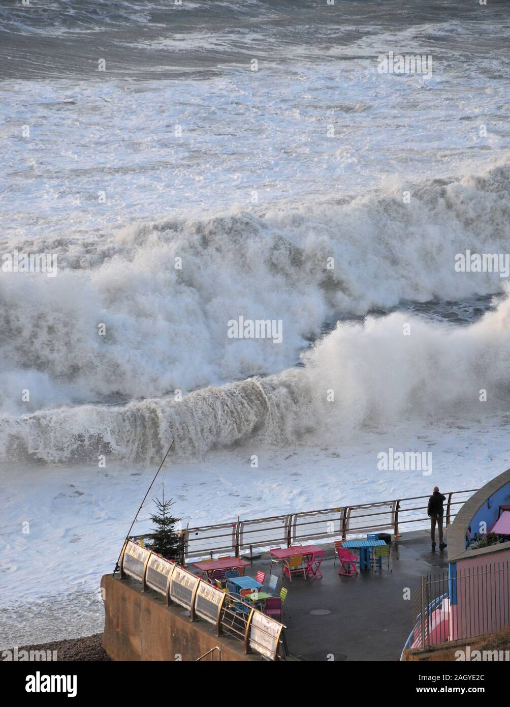 Chesil Beach. 22nd December 2019. UK Weather. Huge waves batter Chesil ...