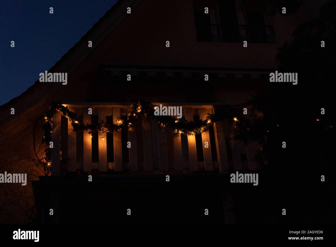 Balcony railing night hi-res stock photography and images - Alamy