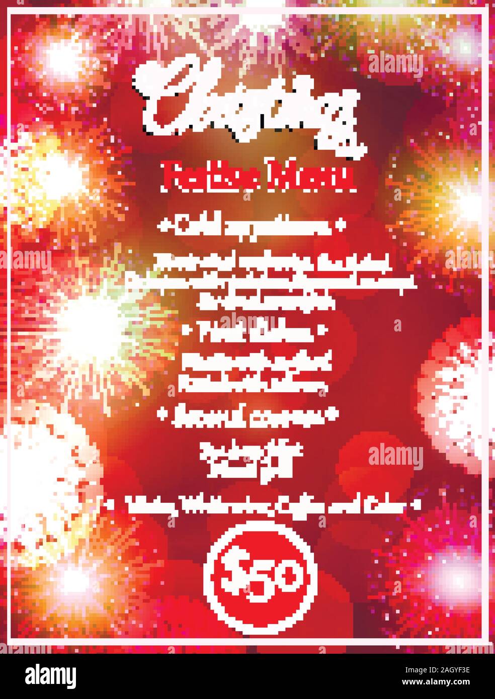 Bright banner Merry Christmas. Blank with approximate christmas menu ...