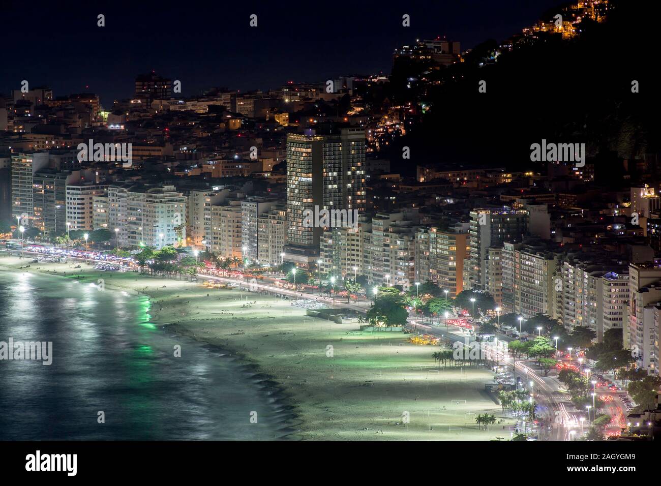 Copacabana Beach at night Stock Photo - Alamy