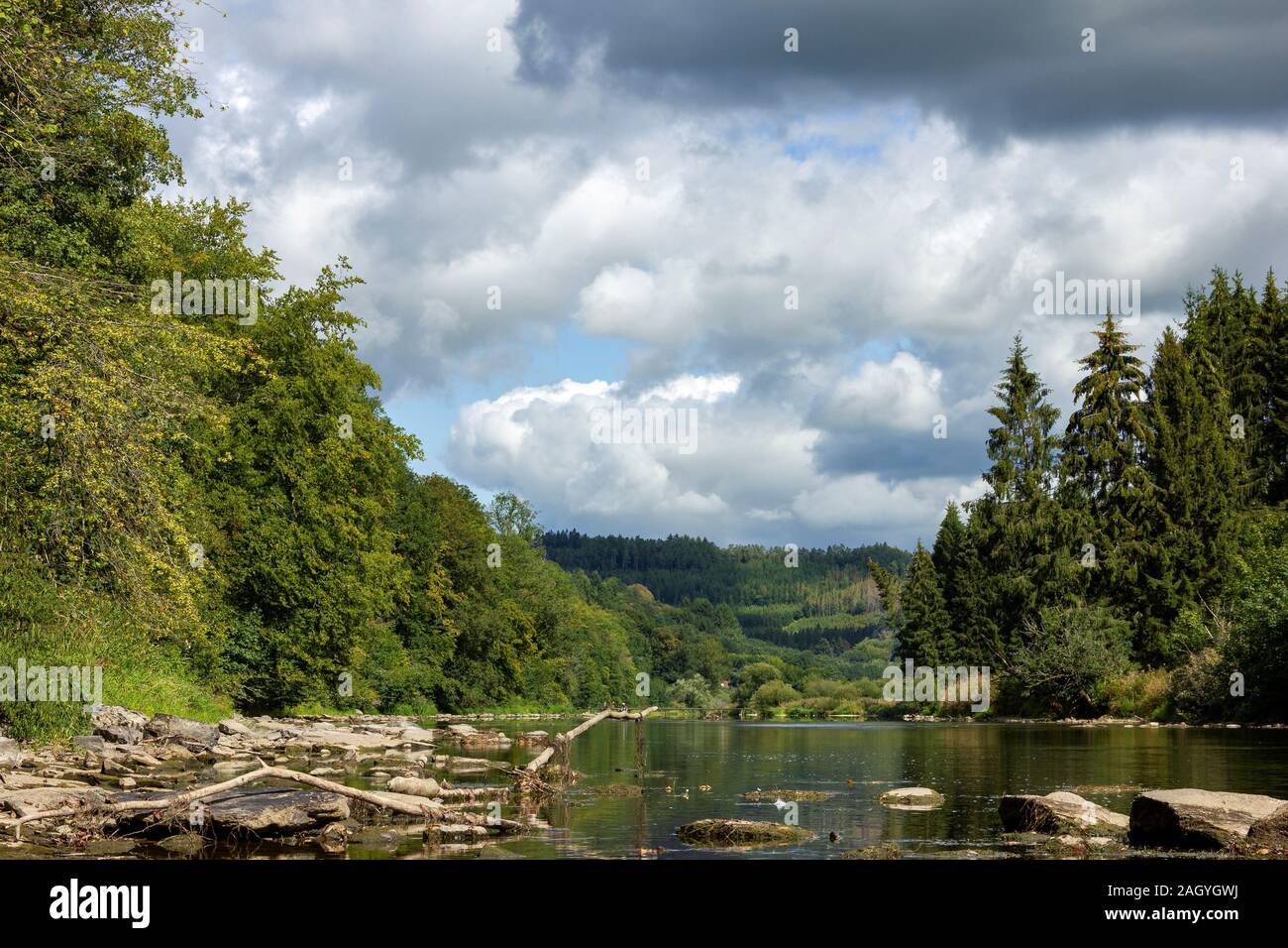 A portrait of the semois river in the vresse sur semois region in the ...