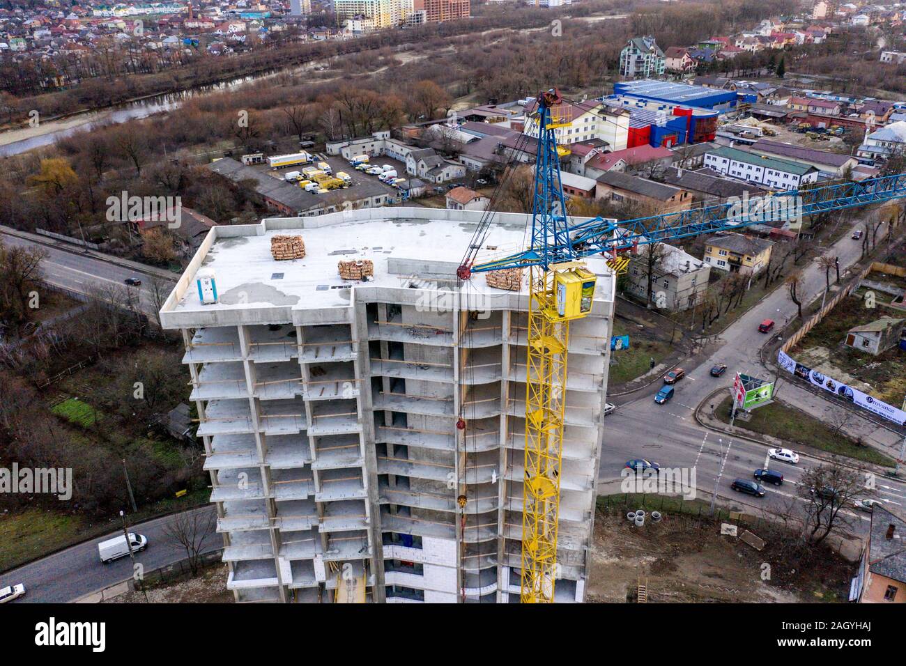 Photo of a multi-storey building under construction. Construction of a ...