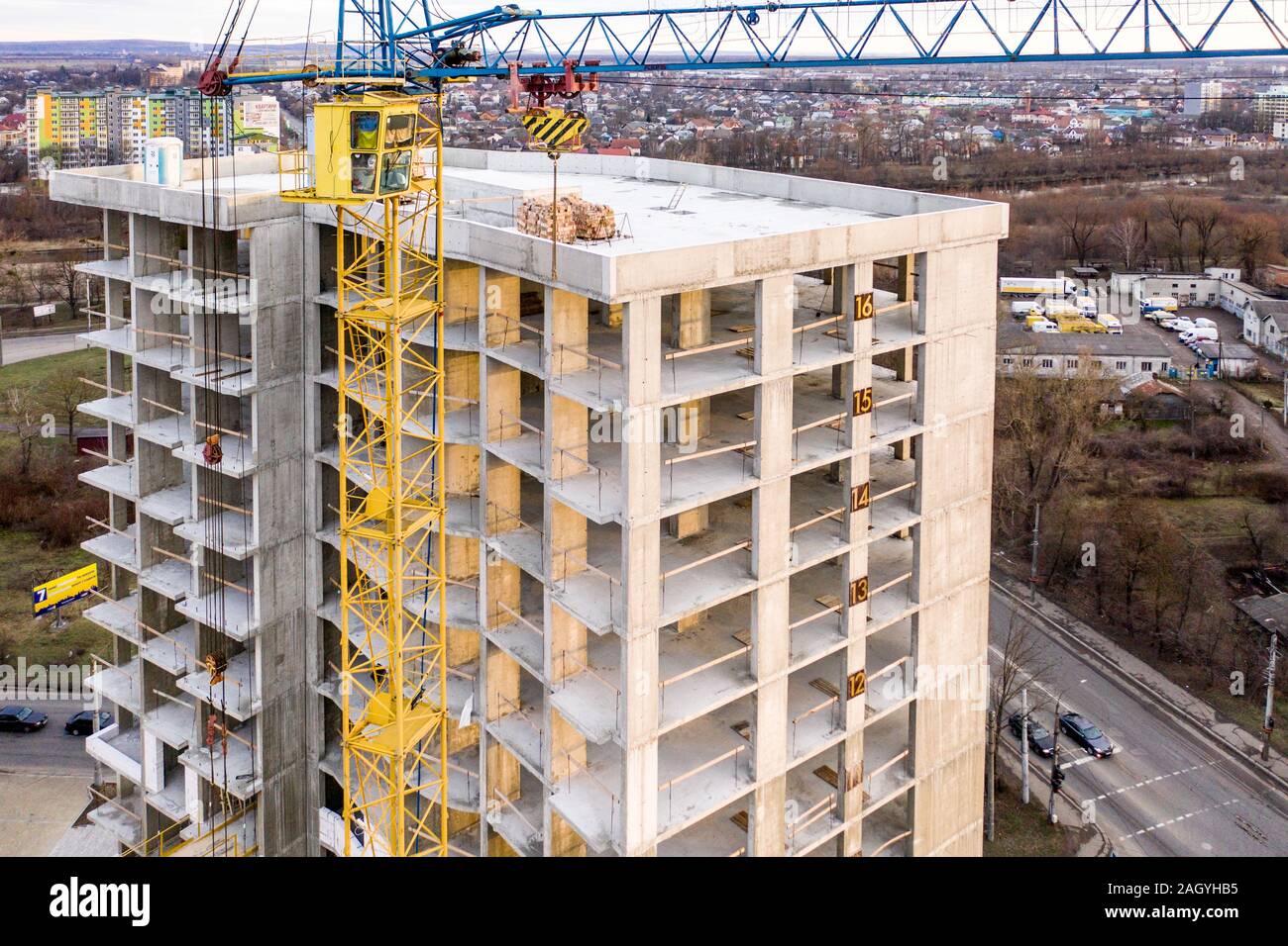 Photo of a multi-storey building under construction. Construction of a ...