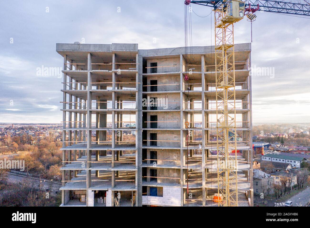 Photo of a multi-storey building under construction. Construction of a ...
