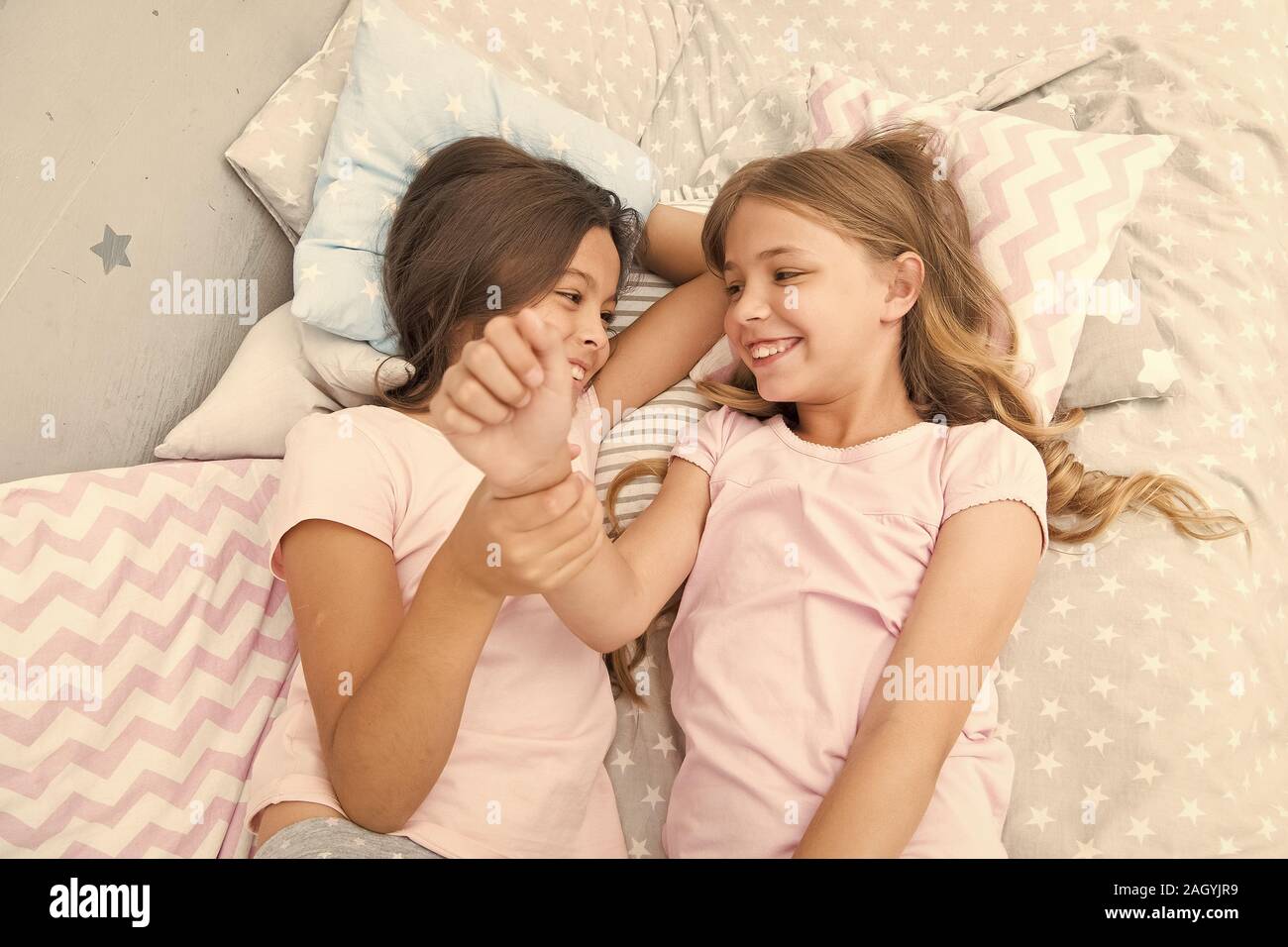 Sisters joking laughing at home. Cozy conversation. Sisters or best ...