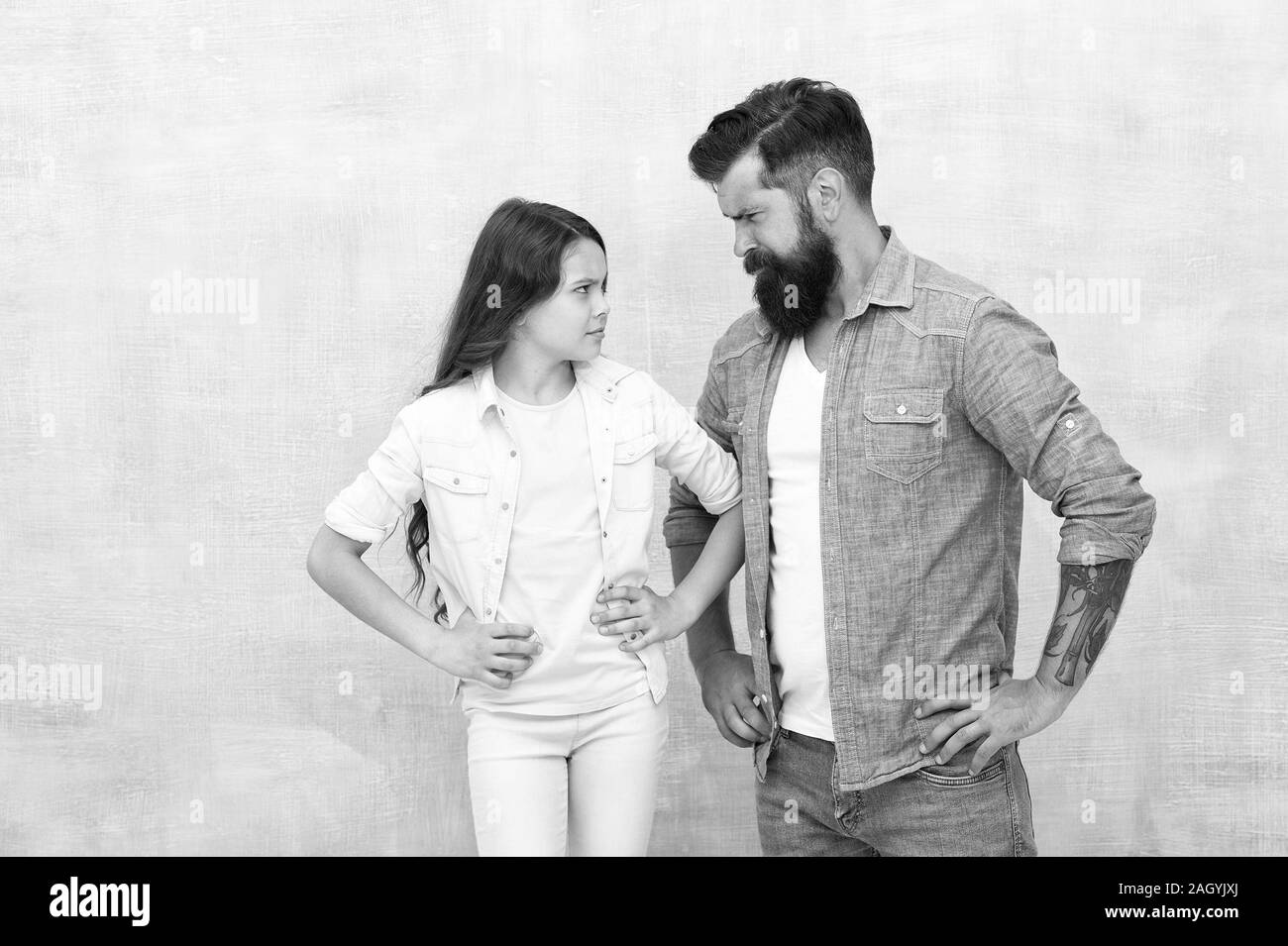 Sometimes parenting is about misunderstanding. Family conflict. Bearded ...