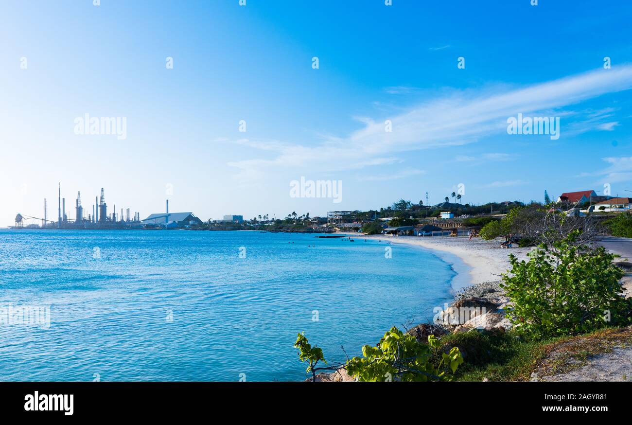 Rogers Beach - Aruba and refinery Stock Photo - Alamy