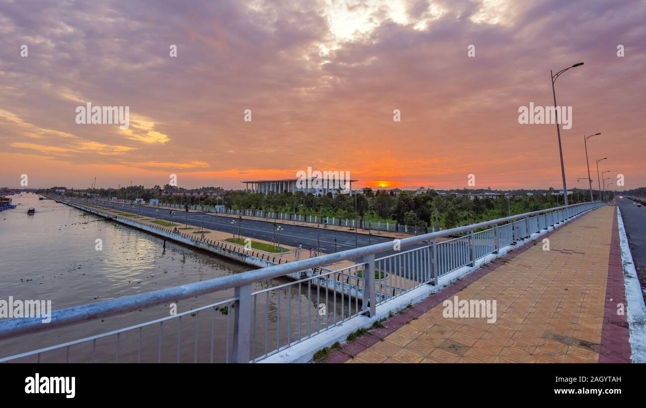 boat carry fruit on Xa No river in Hau Giang Stock Photo - Alamy