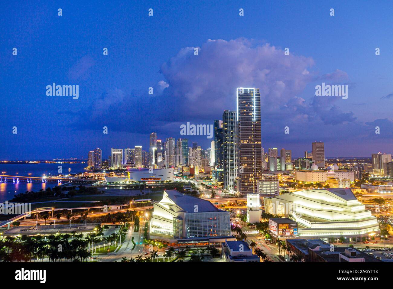Miami Florida,Biscayne Boulevard,downtown,skyline,Adrienne Arsht ...
