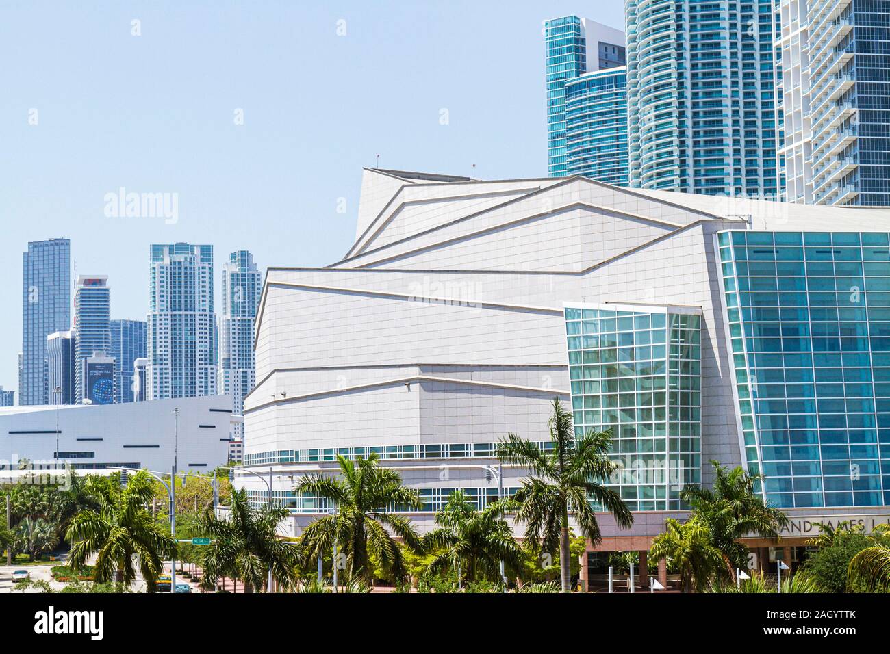 Miami Florida,Biscayne Boulevard,downtown,skyline,Adrienne Arsht ...