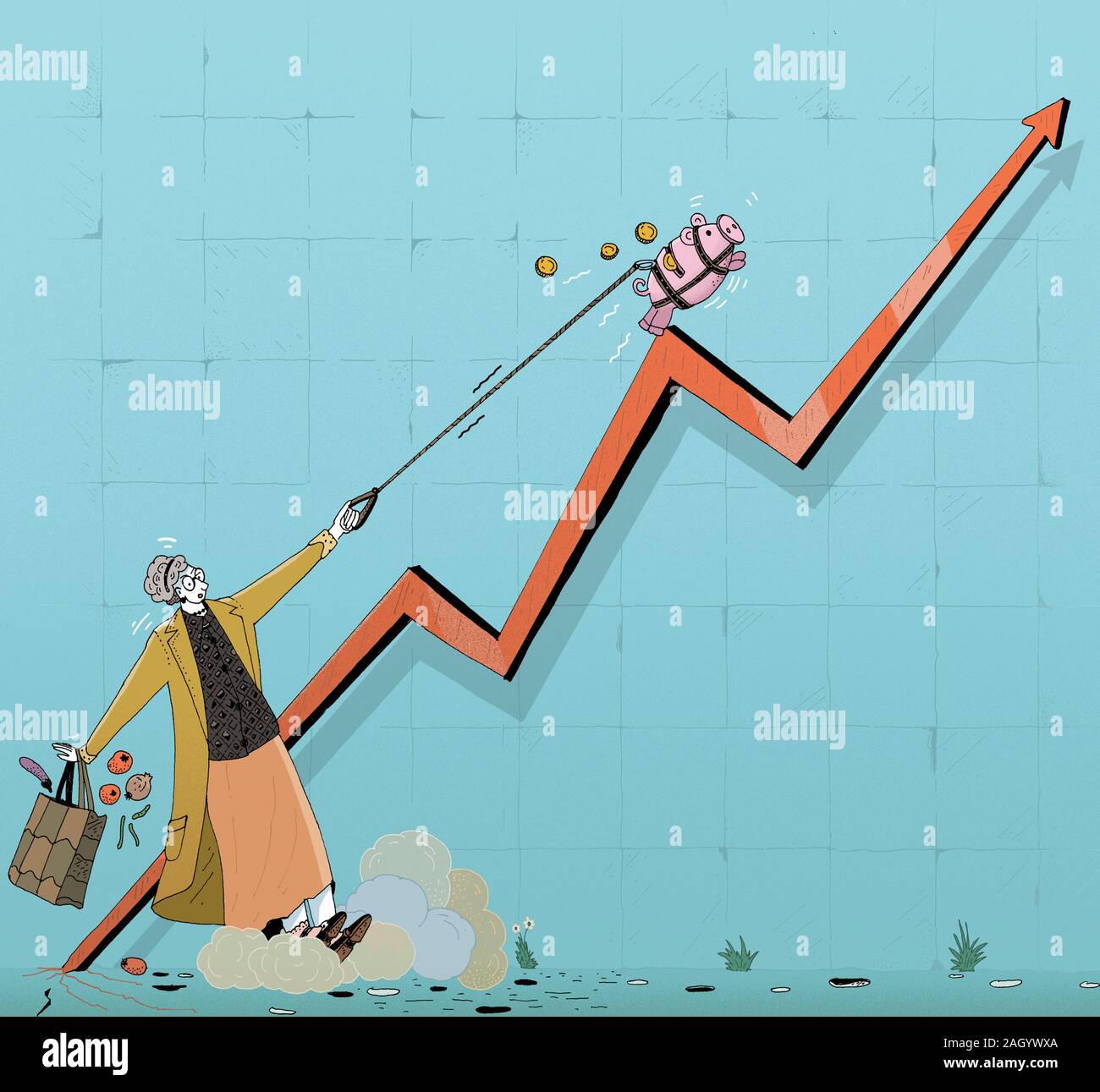 Hand pulling up graph hi-res stock photography and images - Alamy