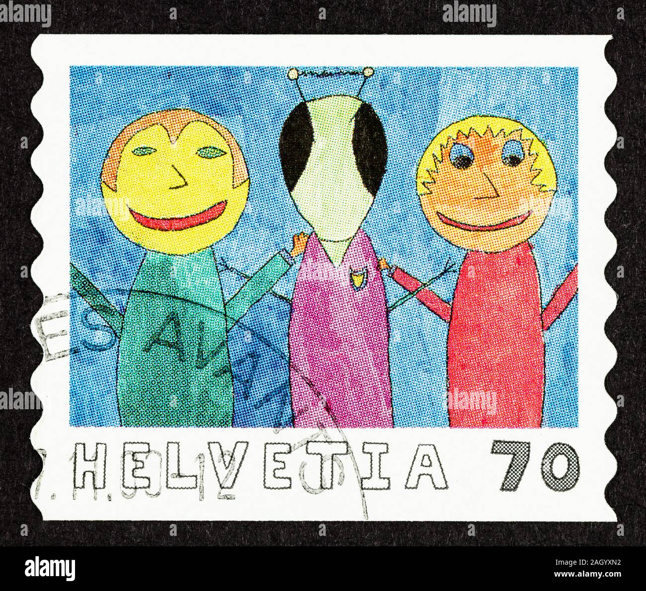 Close up of postage stamp from the Children's Stamp Design contest in ...
