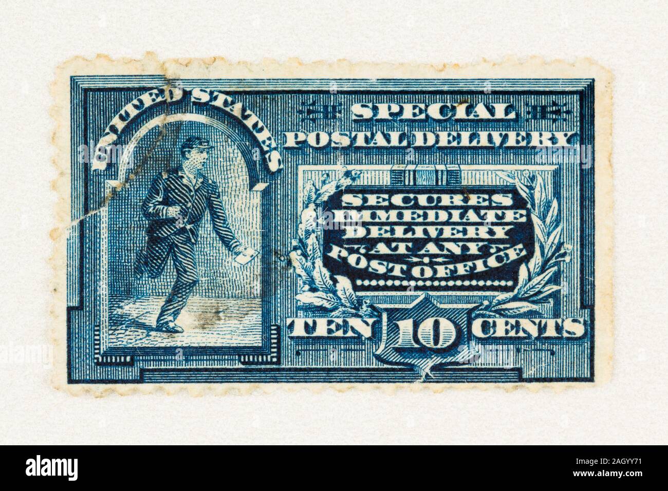 Damaged and poorly repaired Special Delivery postage stamp issued in ...