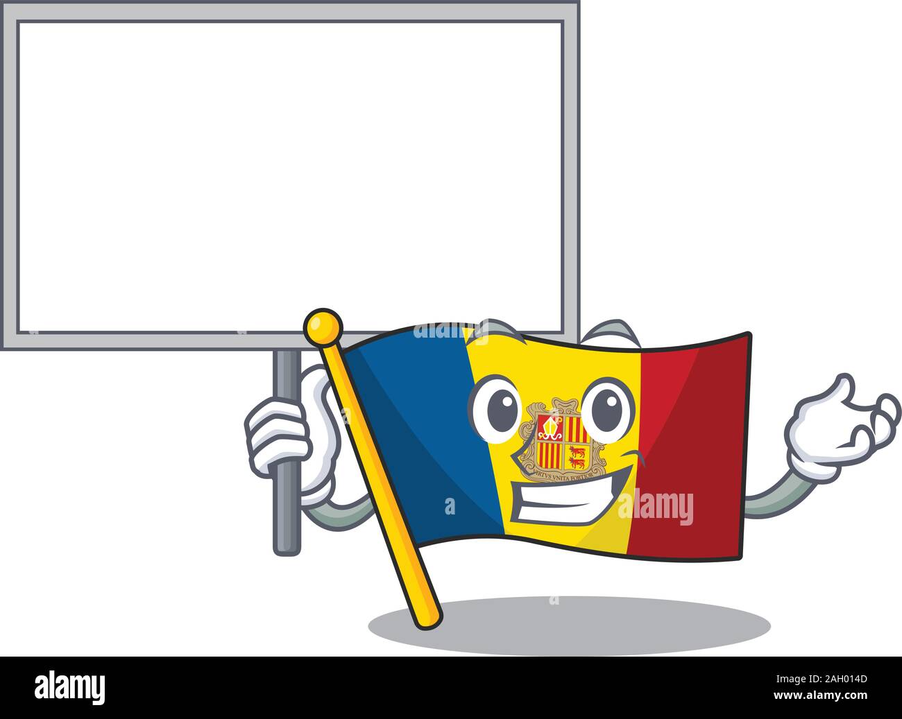 Flag andorra Scroll cute cartoon character bring a board Stock Vector ...