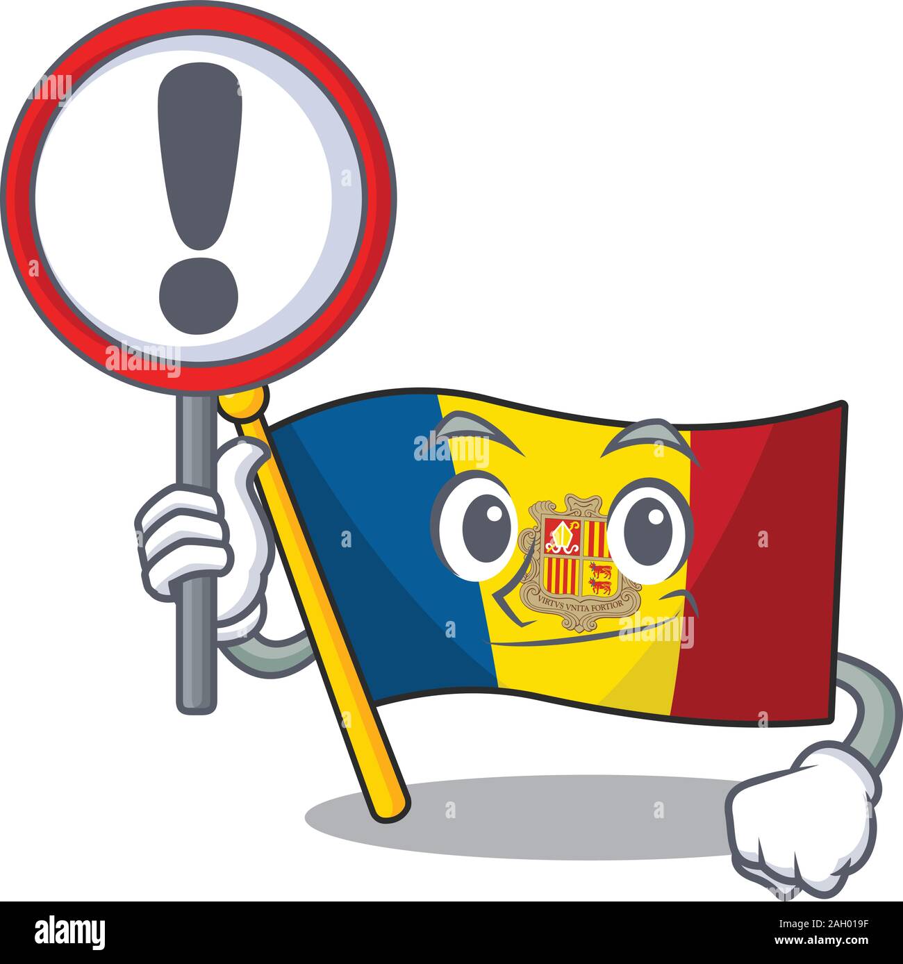Cartoon design of flag andorra Scroll raised up a sign Stock Vector ...