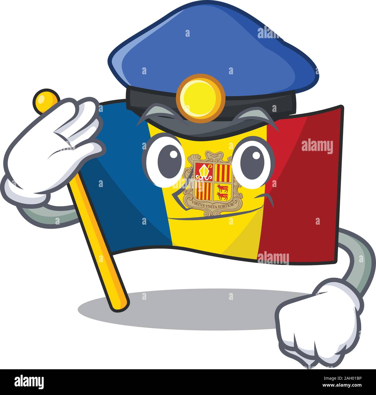 Flag andorra Scroll Cartoon mascot style as a Police officer Stock ...